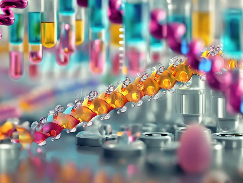3D Illustration of High-tech Lab with Colorful Protein Bands Separating ...
