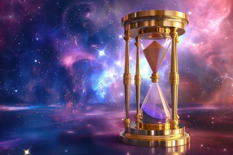 3d Illustration of Hourglass of Space Background with Stars and Nebula ...