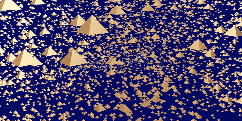 3d Illustration of Golden Hovering Pyramids Stock Illustration ...