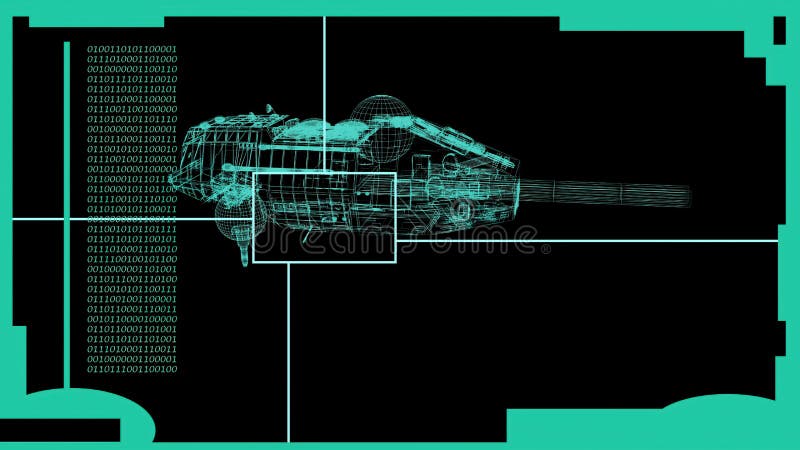 HUD Element in Hologram Style with Wire Frame Display of Space Ship ...