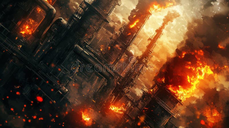 Fire at Petrochemical Plant. Emergency Situation Possibility of ...