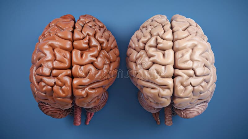 3d Illustration of Human Brain on Blue Background Showcasing Logic and ...