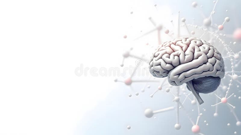 Abstract Human Brain with Molecular Network Background Stock ...