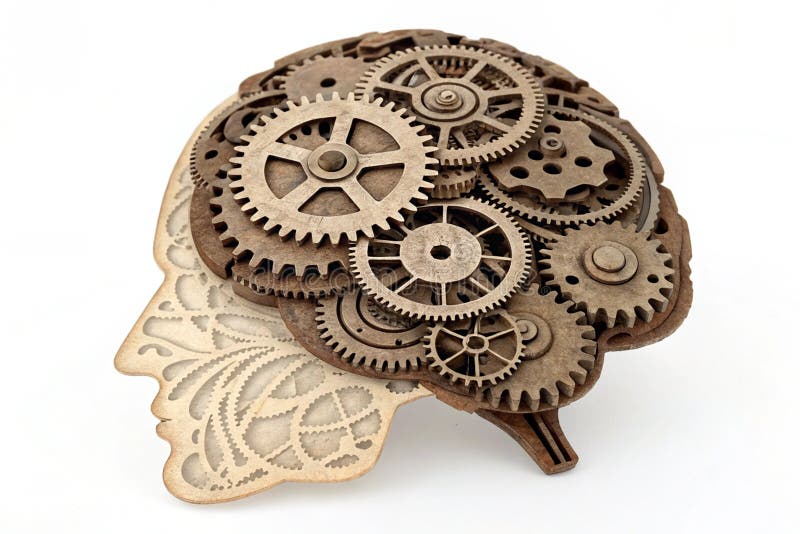 "Psychology Concept 3D Illustration - Human Brain Metaphor with Gears ...