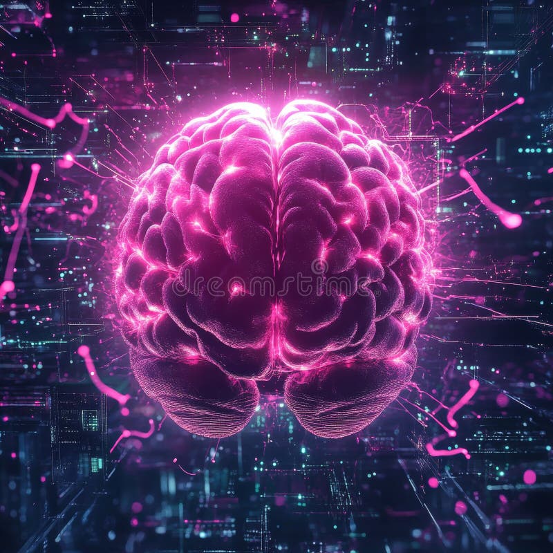 3D Illustration of a Human Brain in Front of an Abstract Background ...