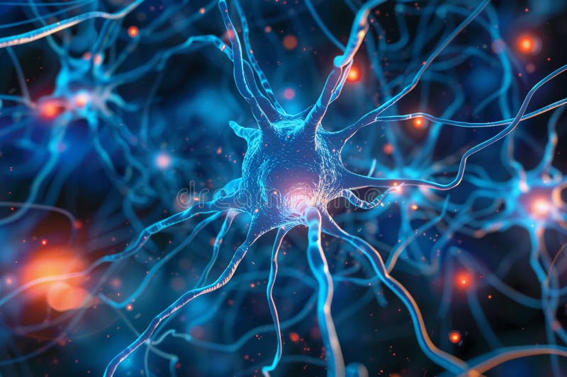 The Human Brain Showing Neuron Activities Stock Illustration ...