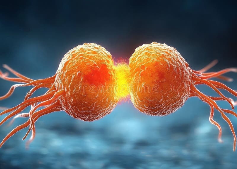 A 3D Illustration of Human Cell Division As Seen Under a Microscope ...