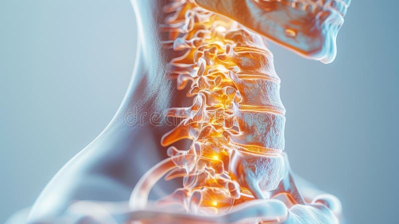 A 3D Illustration of the Human Cervical Spine, Showcasing the Delicate ...