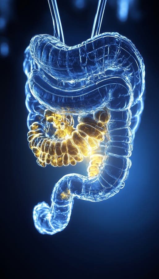 3D Illustration of Human Digestive System Anatomy Highlighting Colon ...