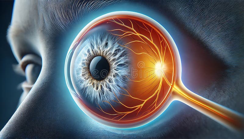 Detailed 3D Illustration of a Human Eye Focusing on the Optic Nerve and ...