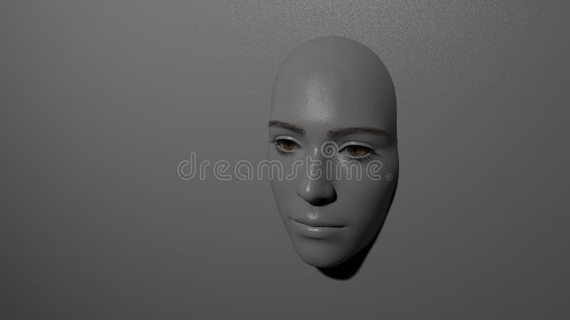 3d Illustration. Human Face Sticking Out of the Gray Background. Stock ...