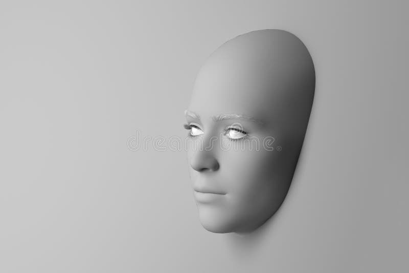 3d Illustration. Human Face Sticking Out of the White Background. Stock ...
