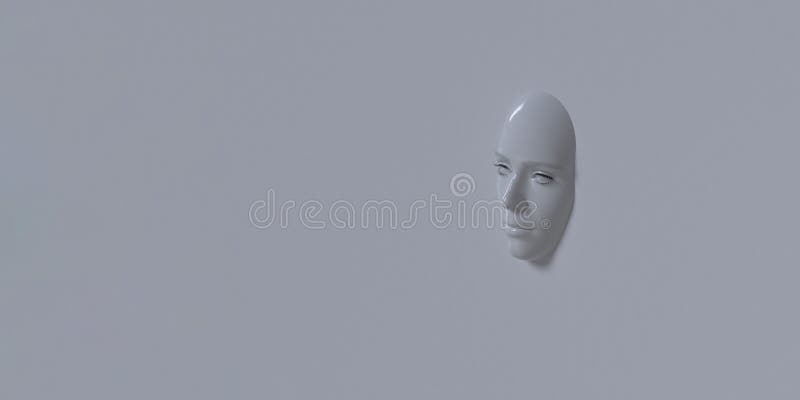 3d Illustration. Human Face Sticking Out of the White Background. Stock ...