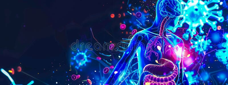Digital Human Digestive System and Microbiome Concept, Copy Space Stock ...