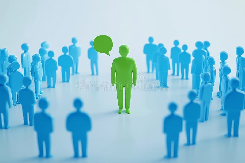 3d Illustration of a Human Figure with a Speech Bubble Surrounded by a ...