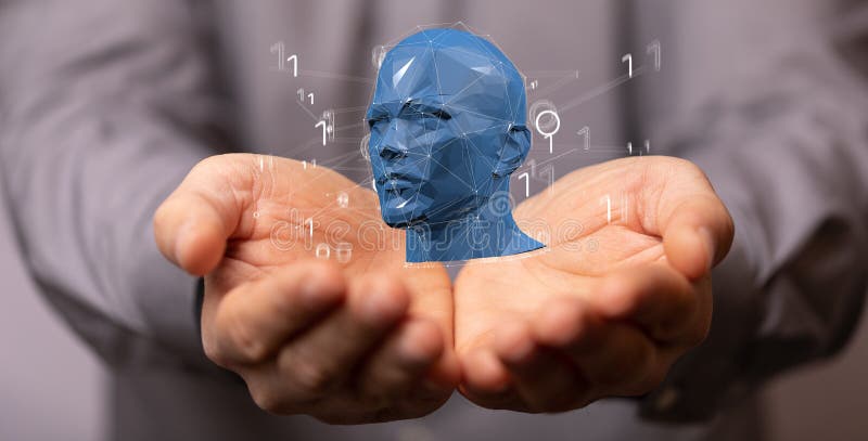 3D Illustration of a Human Head and Binary Code- Artificial ...