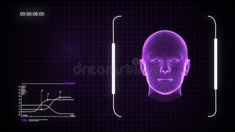 3d Illustration of Human Purple Head Hologram. Stock Illustration ...