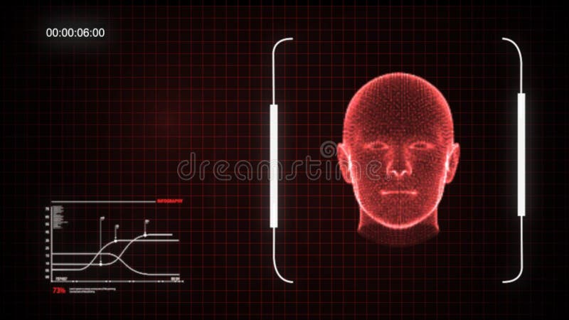 3d Illustration of Human Red Head Hologram. Stock Illustration ...