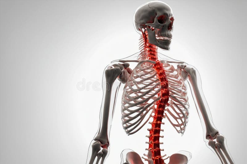 3D Illustration of Human Skeleton with Highlighted Spine Stock ...