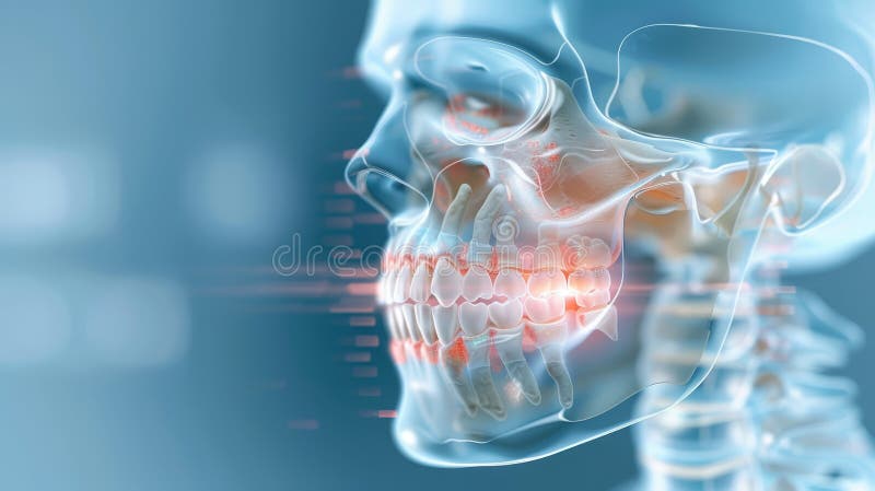 3D Illustration of Human Skull and Teeth Stock Illustration ...