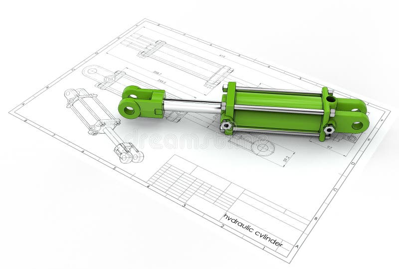 3d Illustration of Hydraulic Cylinder Stock Illustration - Illustration ...