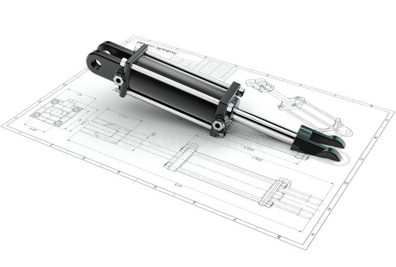 3d Illustration of Hydraulic Cylinder Stock Illustration - Illustration ...