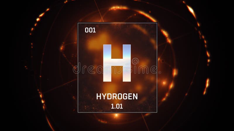 Hydrogen As Element 1 of the Periodic Table 3D Illustration on Orange ...