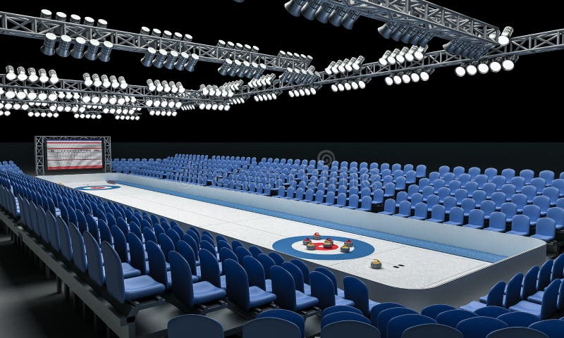 3D Illustration of Ice Arena for Playing Curling Stock Illustration ...