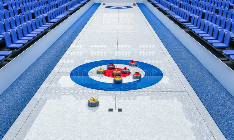 3D Illustration of Ice Arena for Playing Curling Stock Illustration ...