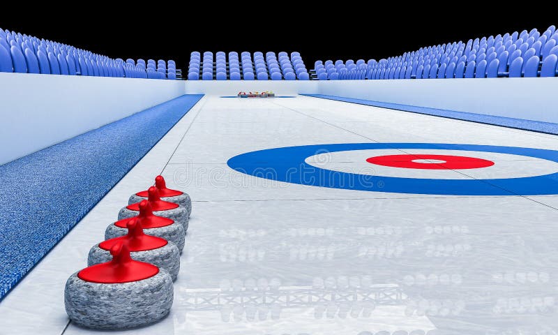 3D Illustration of Ice Arena for Playing Curling Stock Illustration ...