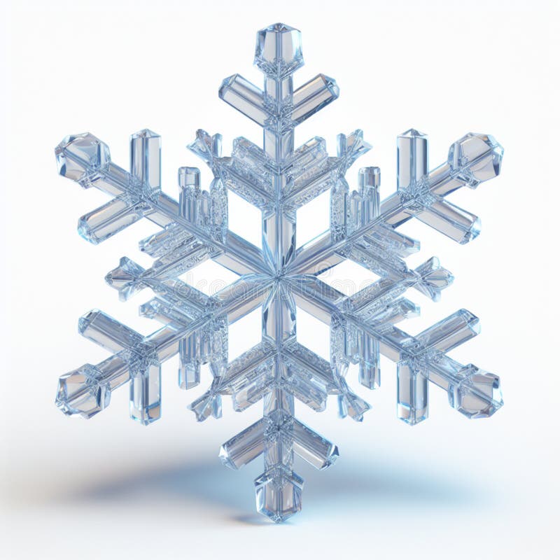 3D Illustration of Ice Form Transparent Snowflake Realistic Decoration ...