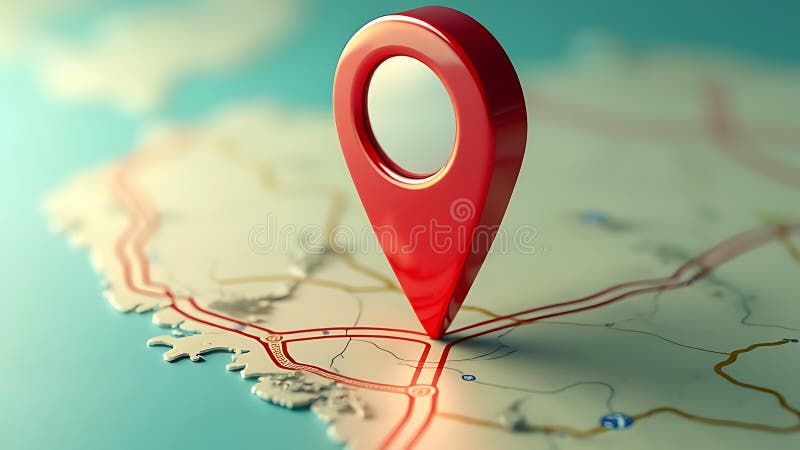3d Illustration of an Icon with Destination Point on the Map Stock ...