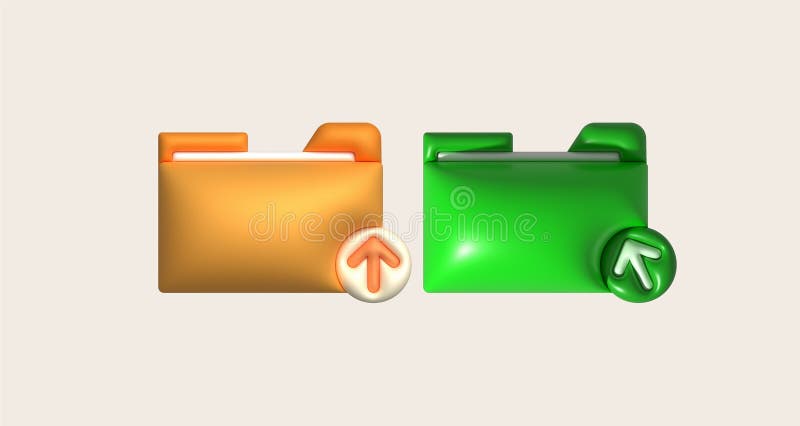 3D Illustration Icon Upload Data As Folder Data Loading Symbol Stock ...