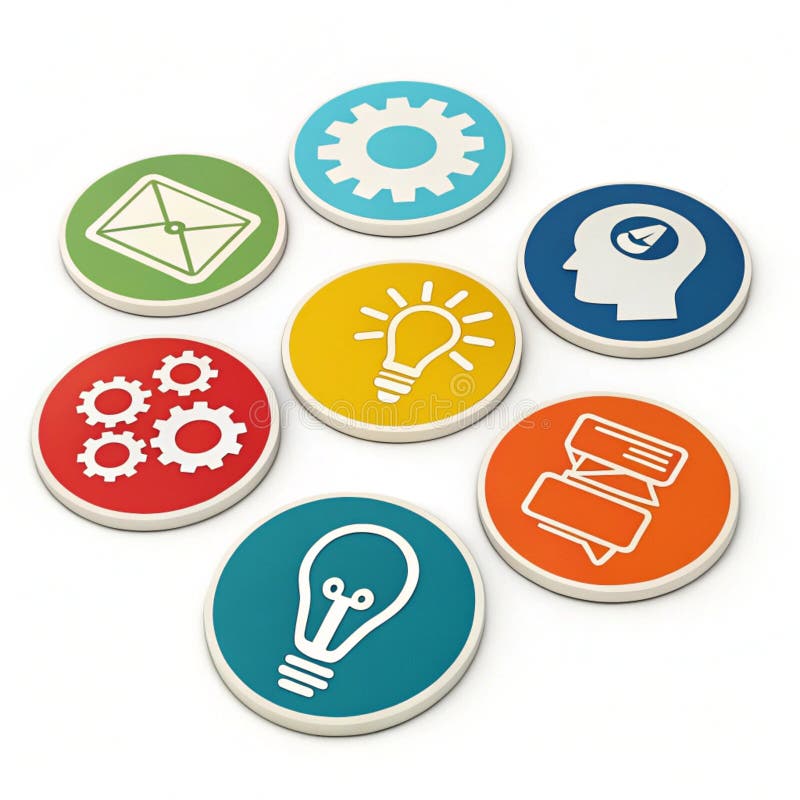 3D Illustration of Idea Stickers Isolated on White Background Stock ...