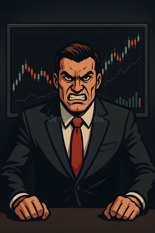 2D Illustration Image of Anger Behind the Chart Stock Photo - Image of ...