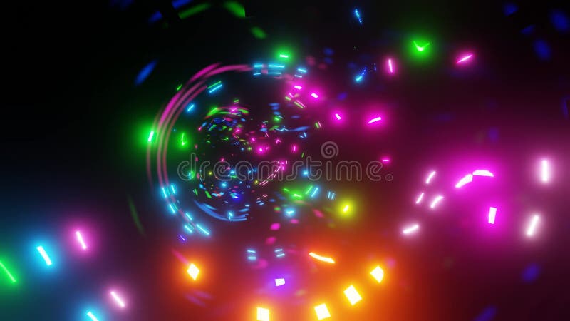 3D Illustration of an Infinite Fast Round Shape with Sparkling Colorful ...