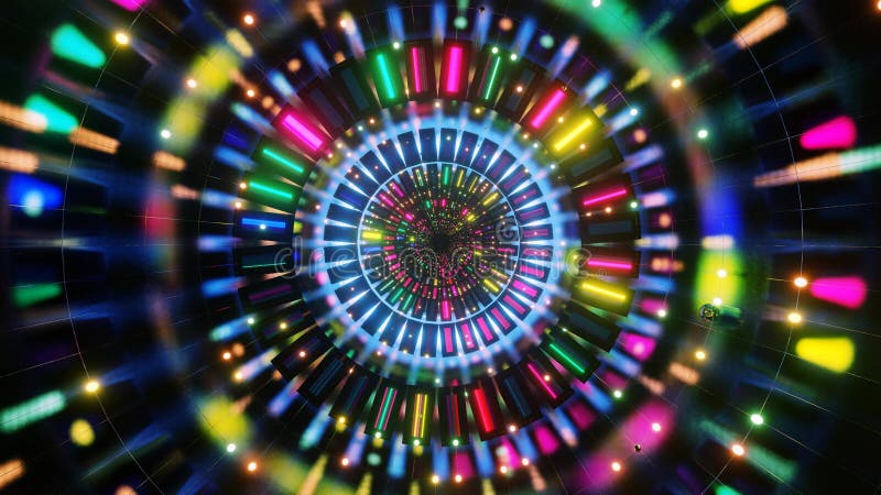 3D Illustration of an Infinite Rotating Round Shape with Sparkling ...