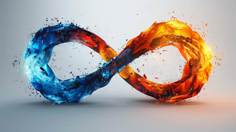 3d Illustration of Infinity Symbol Made of Watercolor Paint Splashes ...