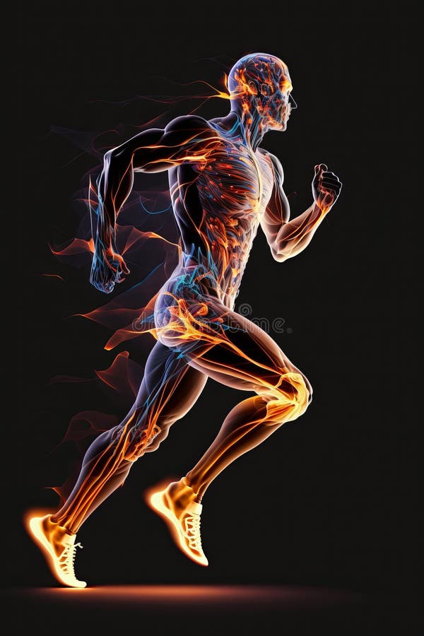 3d Illustration of the Inner Energy of a Running Man Stock Illustration ...