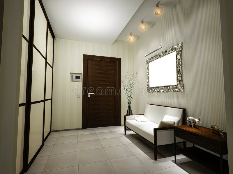 3d Illustration of the Interior Design of an Apartment Hall in a Modern ...