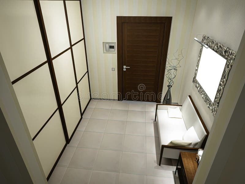 3d Illustration of the Interior Design of an Apartment Hall in a Modern ...