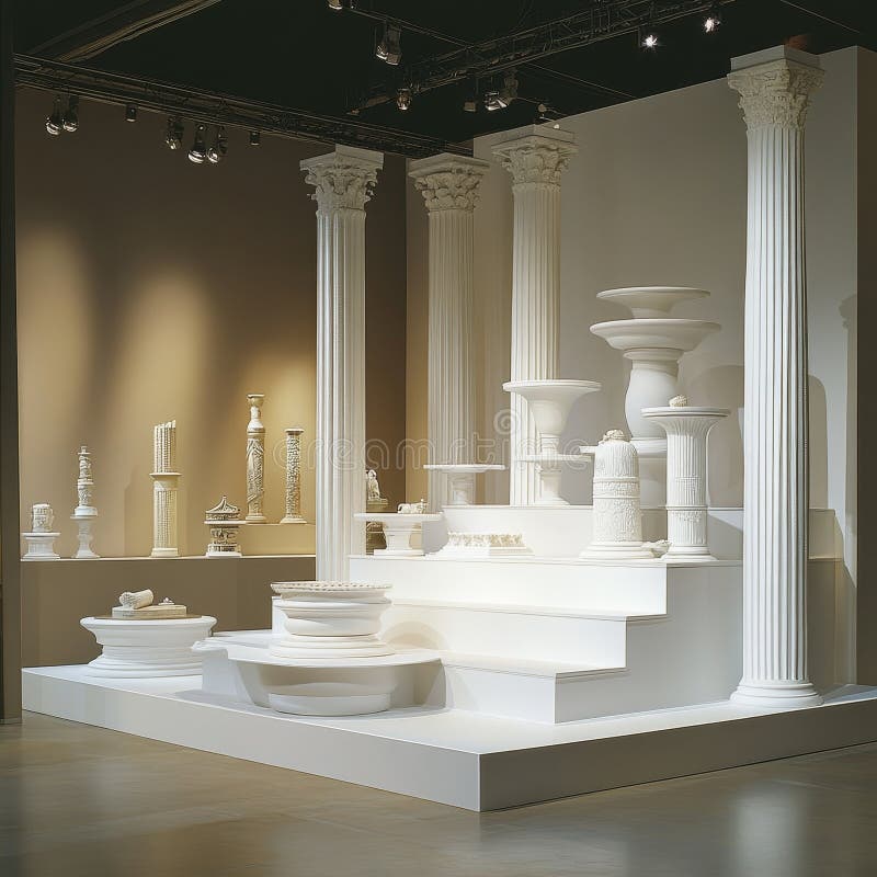 3d Illustration of Interior Design with Marble Columns. Luxury Interior ...