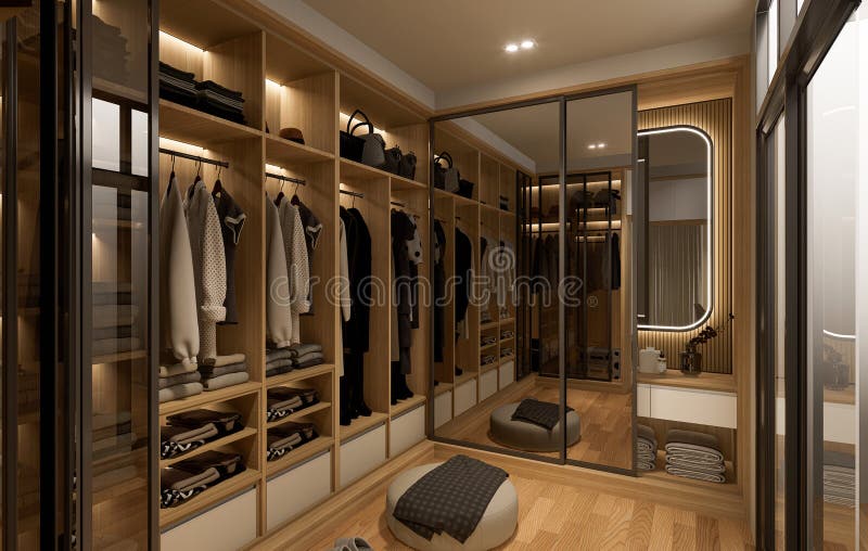 3D Illustration, Interior Scene and Mockup, Dressing Room and Walk in ...