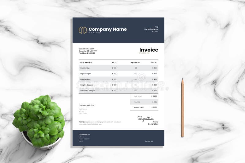 3D Illustration Invoice Banner Stock Illustration - Illustration of ...