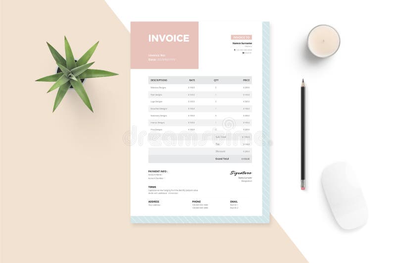 3D Illustration Invoice Banner Stock Illustration - Illustration of ...