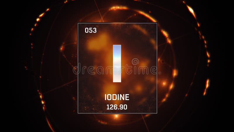 Iodine As Element 53 of the Periodic Table 3D Illustration on Silver ...
