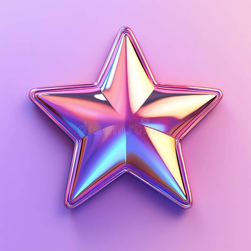 3D Illustration - Iridescent Star on Purple Background Stock ...
