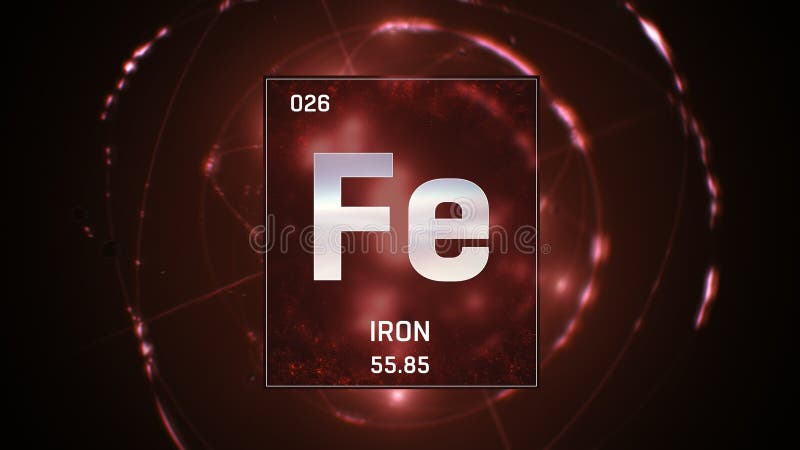 Iron As Element 26 of the Periodic Table 3D Illustration on Grey ...
