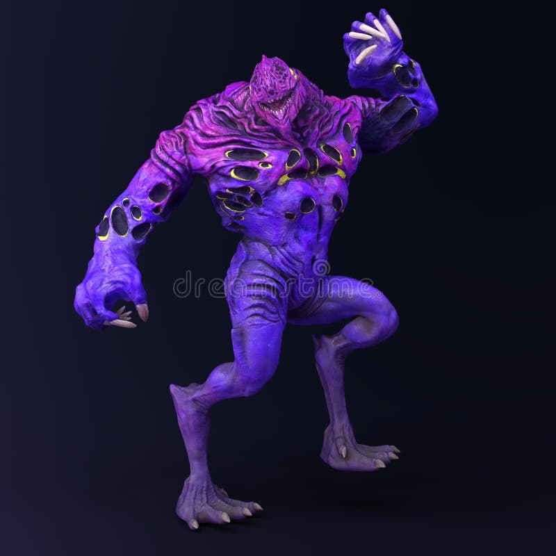 3D-illustration of an Isolated Dangerous Alien Very Strong with Razor ...