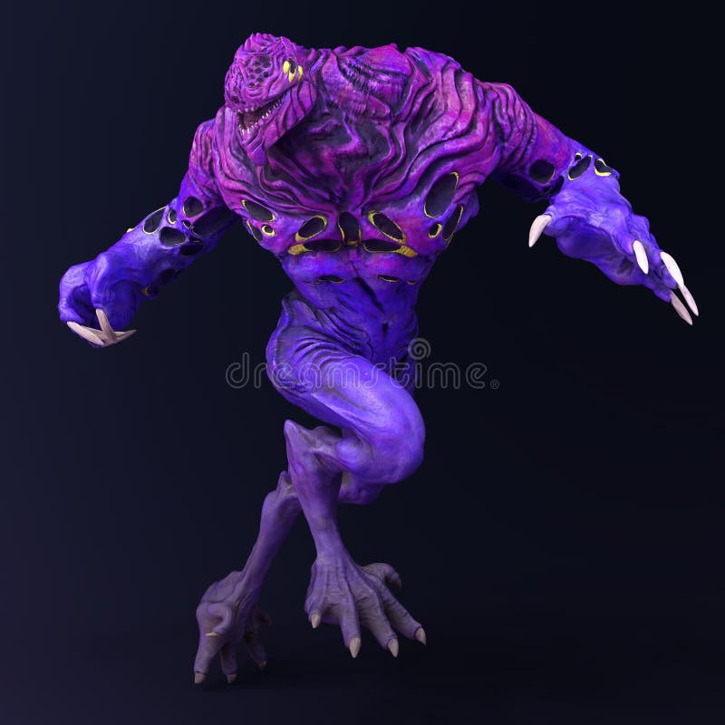 3D-illustration of an Isolated Dangerous Alien Very Strong with Razor ...
